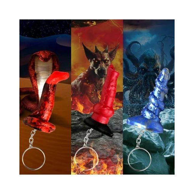 Hell-Hound, Lord Kraken, & King Cobra Silicone Keychain Set | Male Q