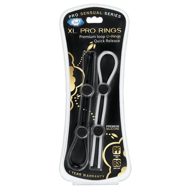 Pro Sensual XL Pro Rings Black & Clear 2 Pack by Cloud 9 Novelties | Male Q