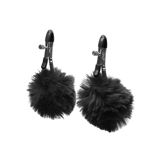 Charmed Pom Pom Nipple Clamps Black by XR Brands | Male Q